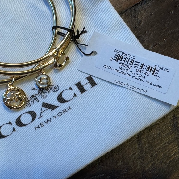 Coach | Jewelry | Coach Signature Charm Bangle Trio Set 3pc Logo ...